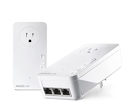 devolo Magic 2 LAN triple Powerline Starter Kit | 2000 Mbps | G.hn Wave 2 | 2 Passthrough Adapters | 4x Gb LAN Ports [3+1] | Plug & Play | 1,600 ft. Coverage | Best for multimedia use