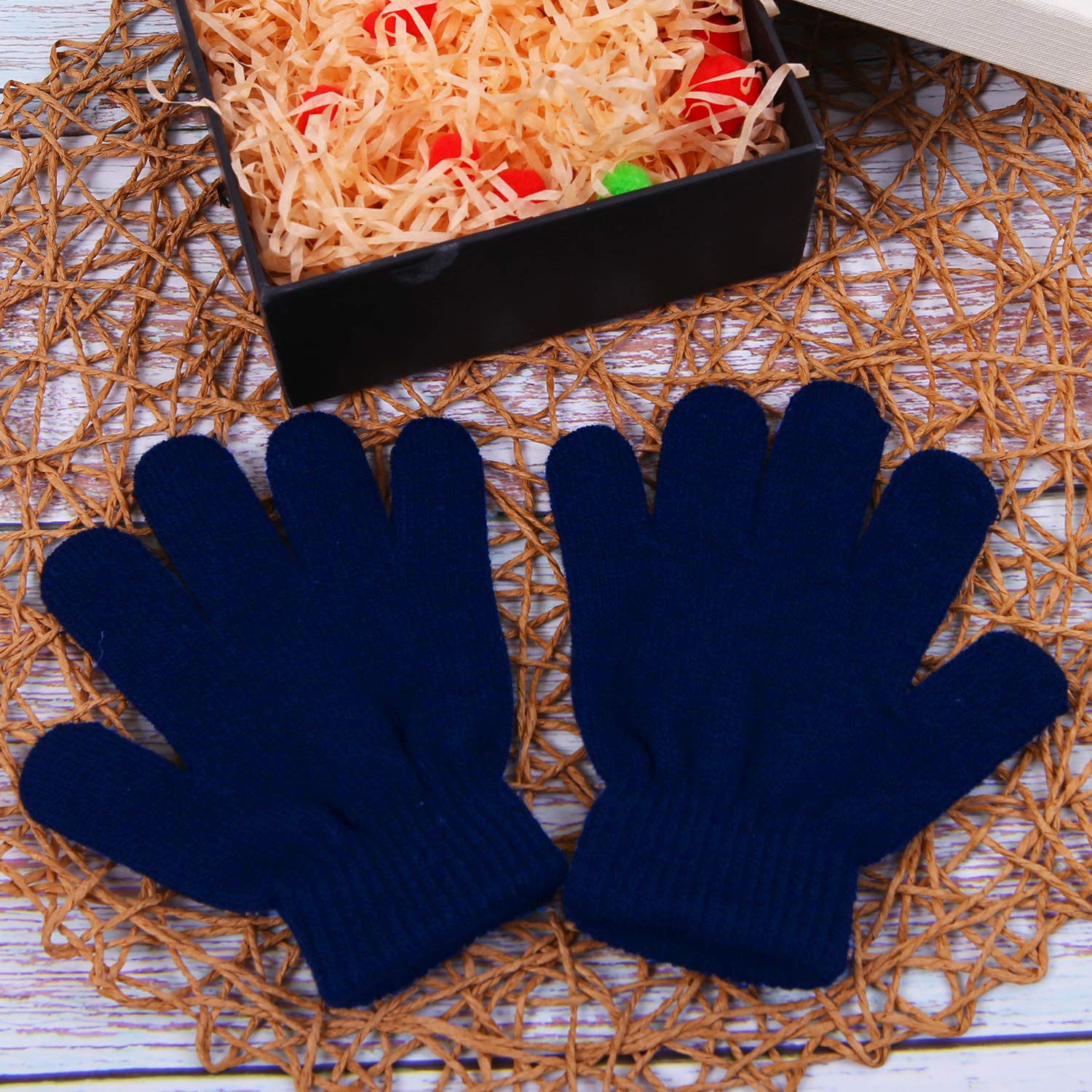 Cooraby 2 Pairs Kid's Thick Magic Gloves Toddler Winter Stretchy Warm Full Fingers Gloves Mittens