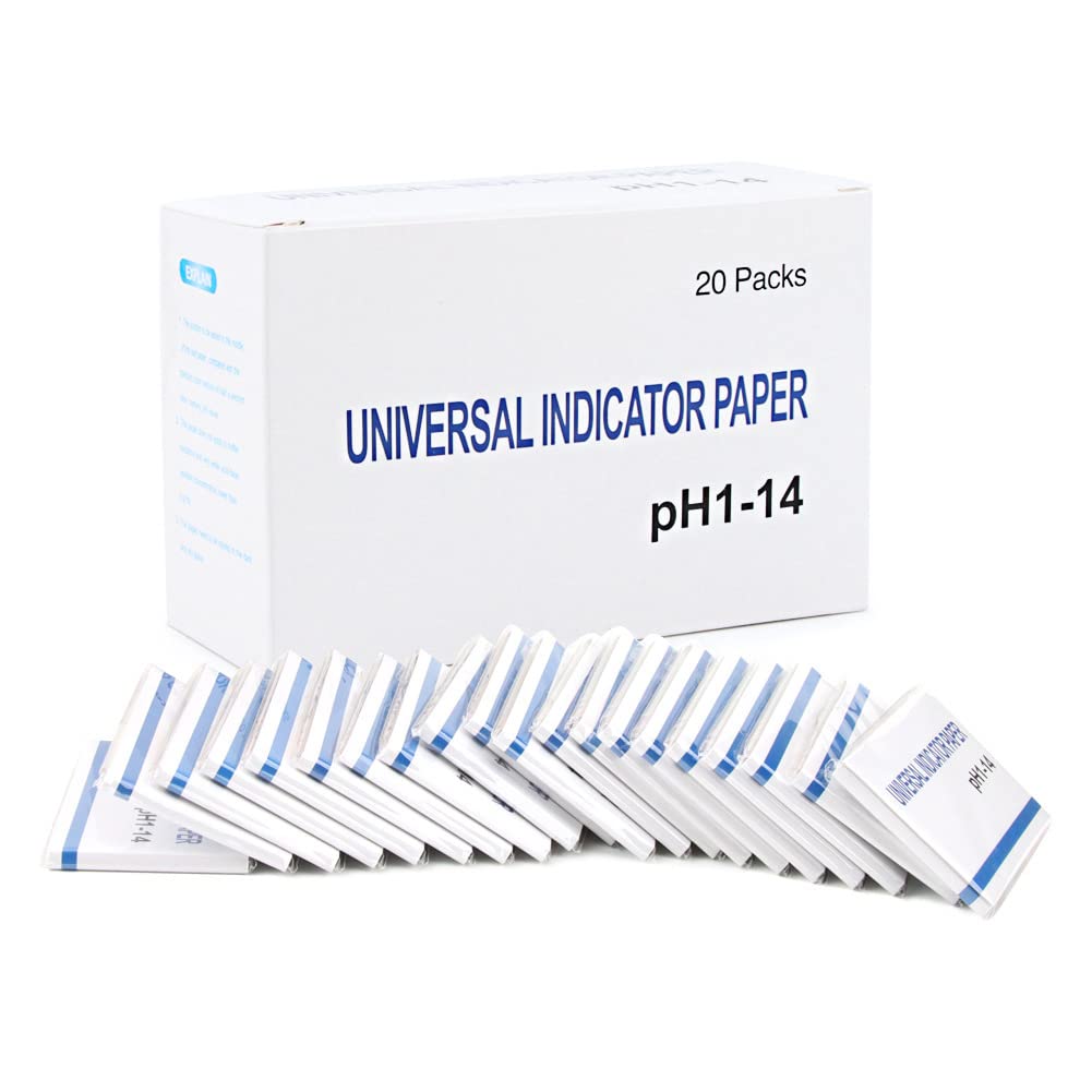20 Pack pH Test Strips. 1600 Strips Universal pH 1-14 Test Paper, for Teaching, Chemical Experiments, Saliva, Urine, Water and Soil pH Monitoring