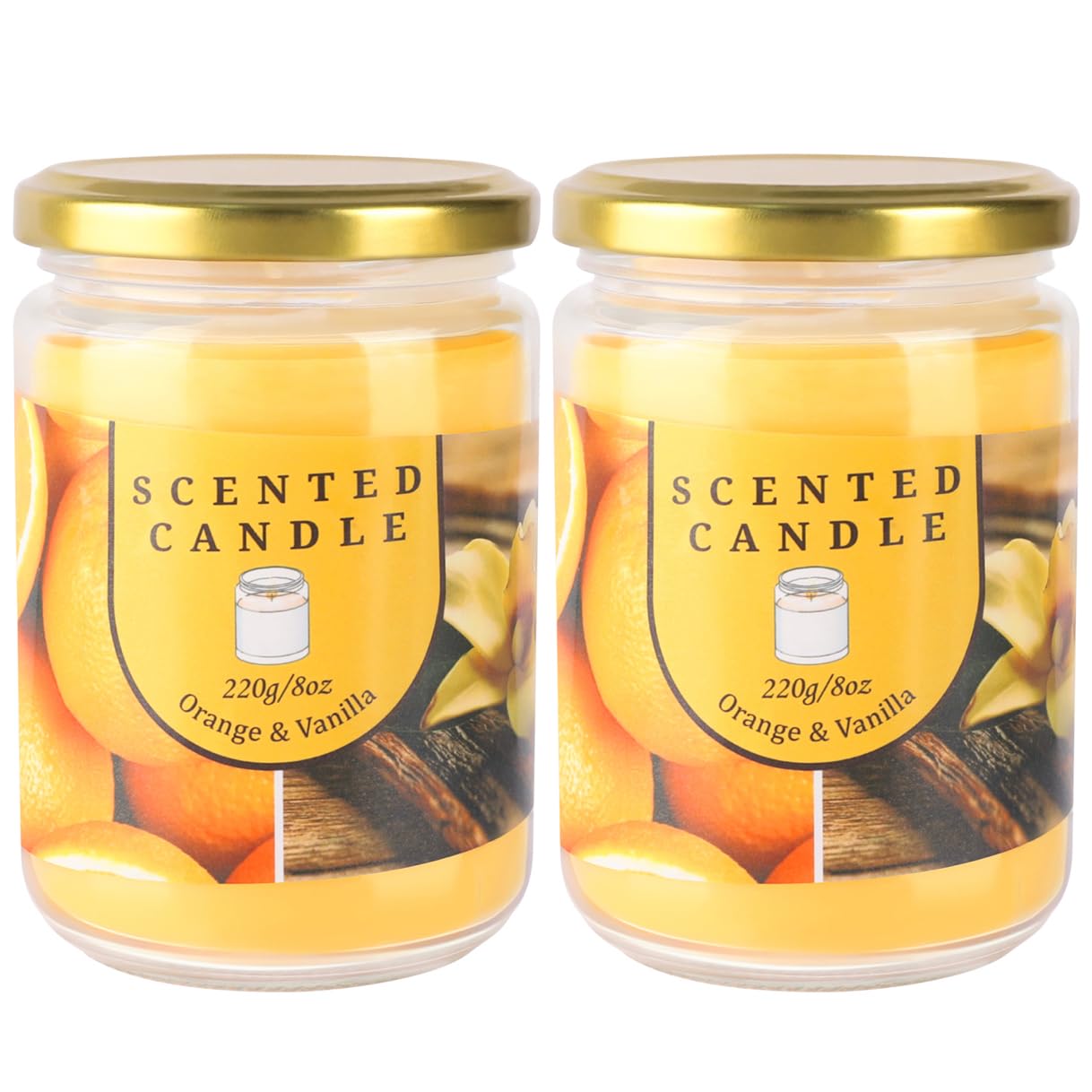2 Pack 16oz Orange Vanilla Aromatherapy Candle with 80 Hours Long-Lasting Burn time Odor Elimination Scented Candles Gift Set for Women, Natural Soy Wax