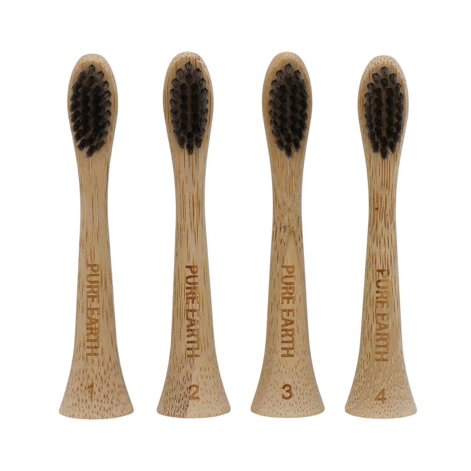 Bamboo Electric Toothbrush Replacement Heads - Compatible with Philips Sonicare Toothbrush - Soft Bristle Natural Charcoal Toothbrush Heads Refill - (Pack of 4) by Pure Earth Essentials
