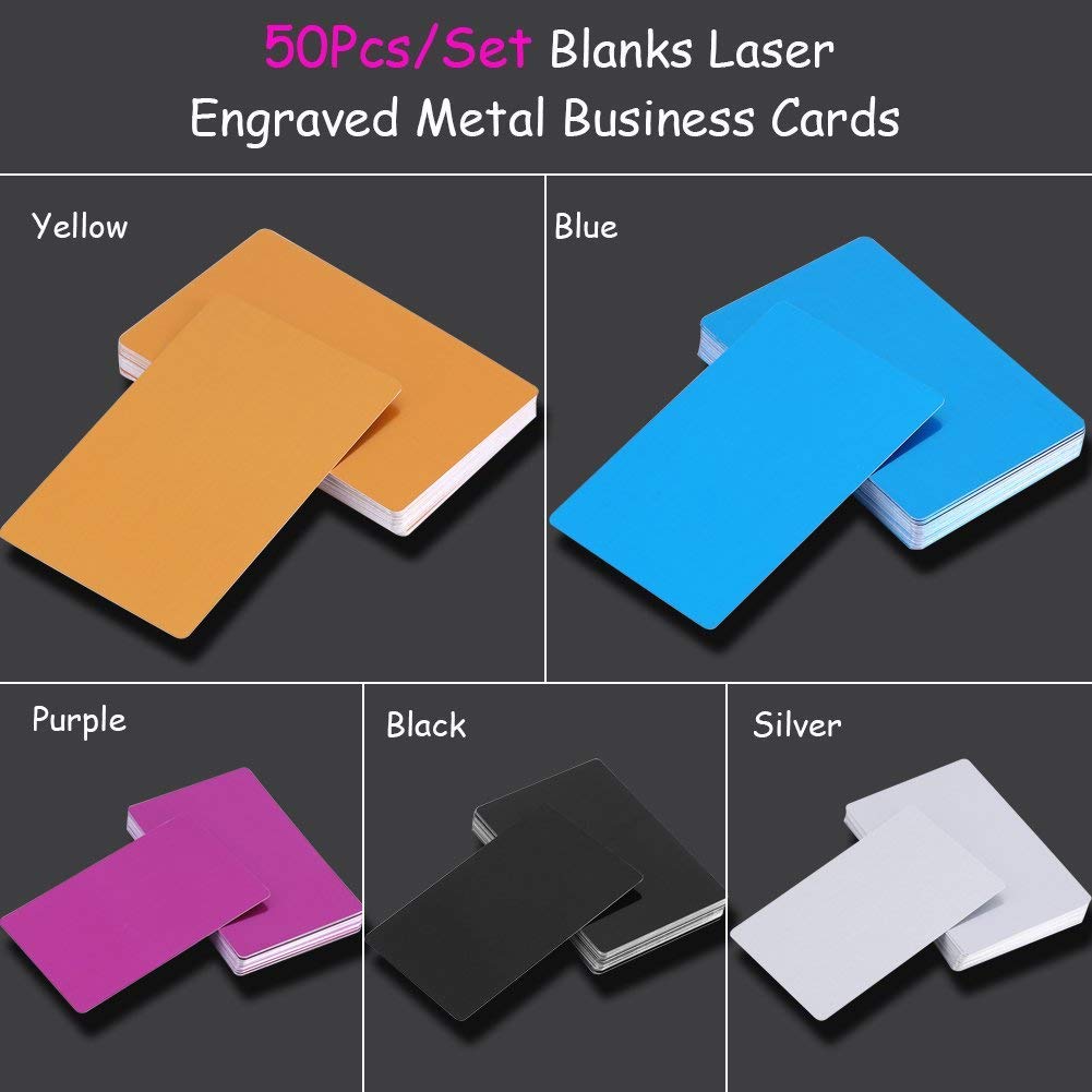50Pcs Sublimation Metal Business Cards,Engraved Metal Business Cards Sublimation Blanks 3.4x2.1in Thicknes(Black)