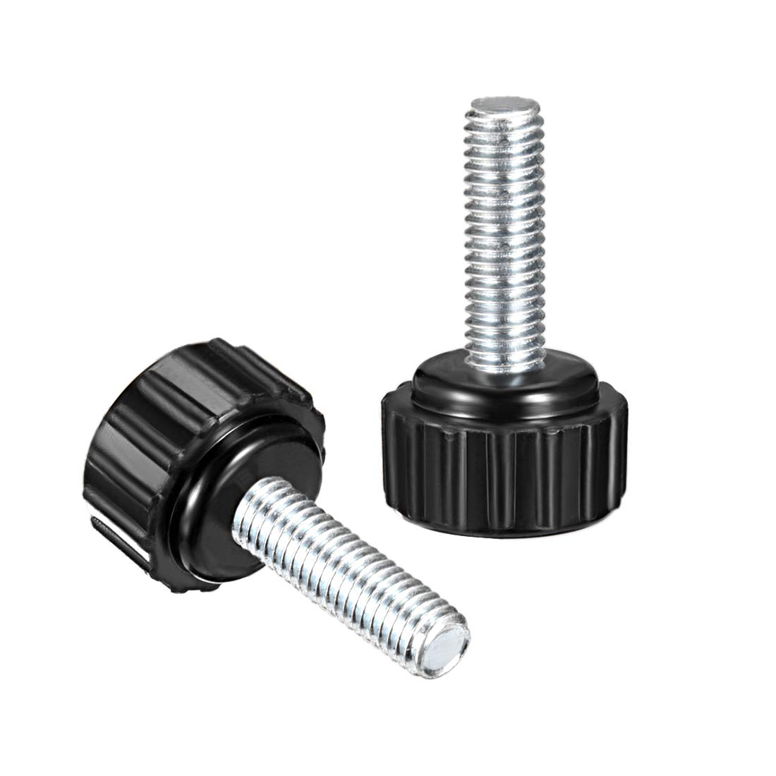 uxcell M5 x 20mm Metric Male Thread Knurled Clamping Knobs Grip Thumb Screw Hand Clamping Handle Bolt with 15mm Plastic Knobs Black 10 Pcs