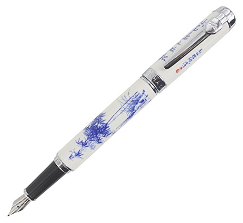 Abcsea Blue and White Porcelain Series Fountain Pen, Genuine Ceramic w/ Chinese Painting - Bamboo