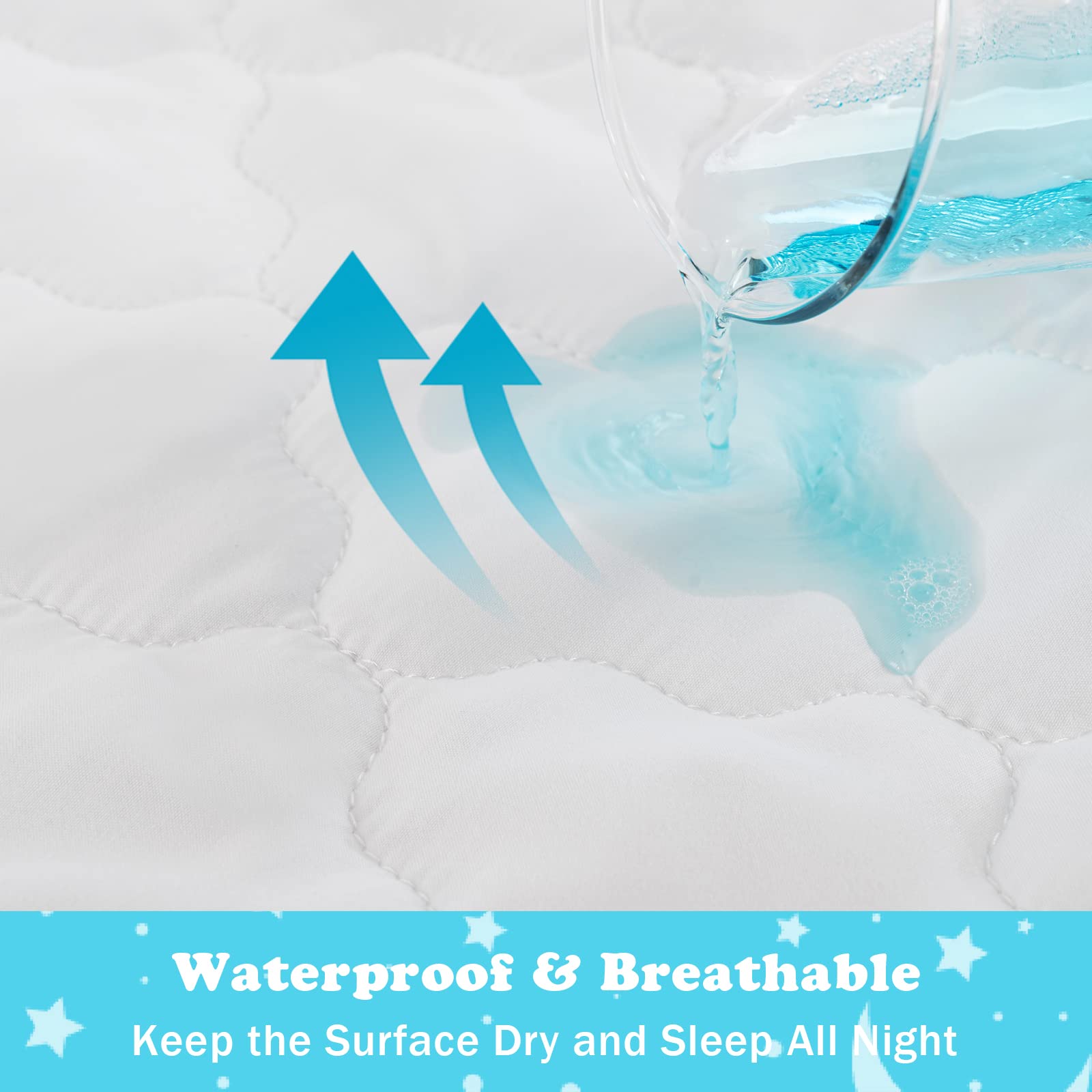 Bamuho Bassinet Mattress Protector Compatible with Foalom, Newton, Skylar Baby Bassinet, 2 Pack, Waterproof Quilted 3 in 1 Rectangle Bassinet Mattress Pad Cover, White, 35" x 20"