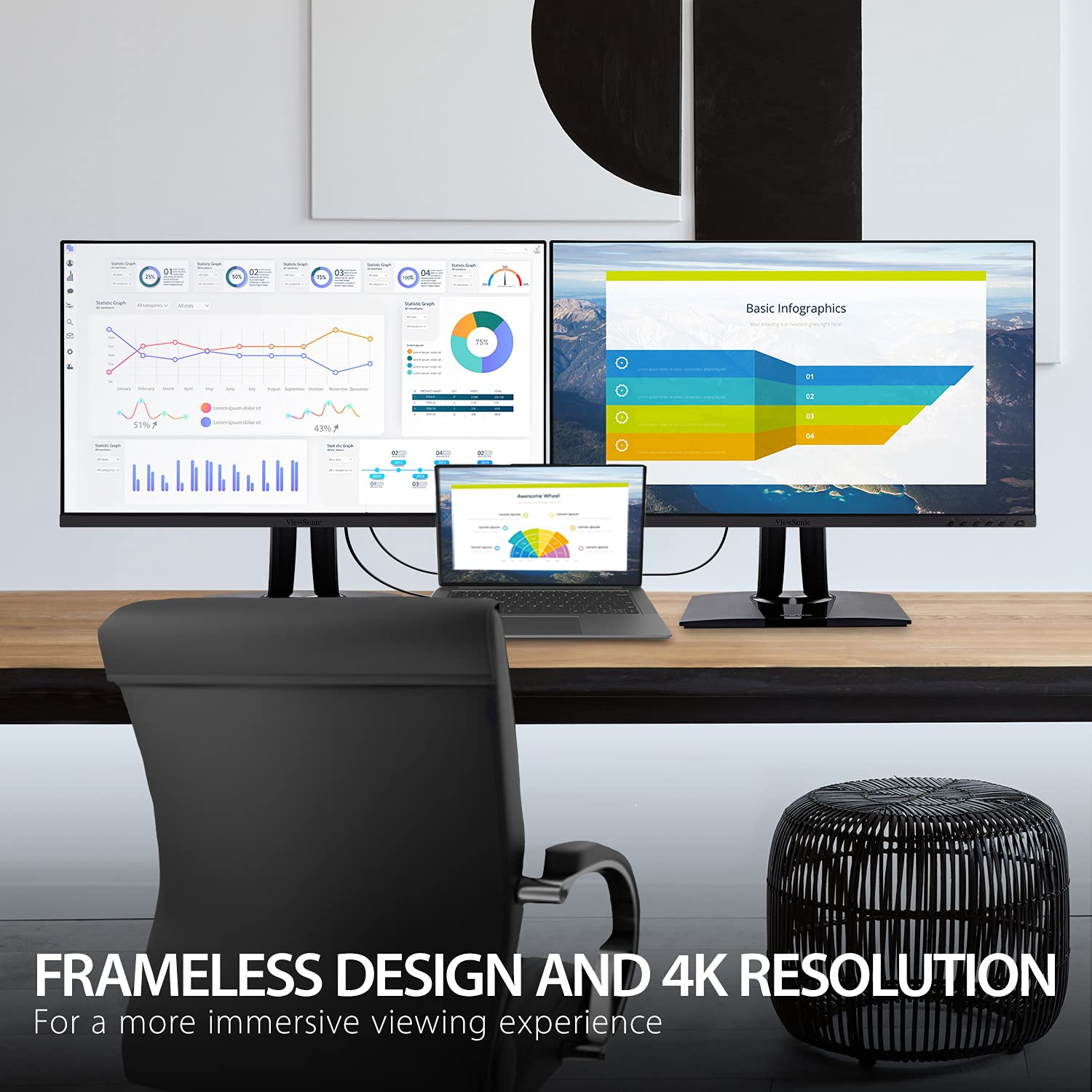 ViewSonic VP2756-4K 27 Inch 4K UHD IPS Ergonomic Monitor, Color Accuracy, Pantone Validated, 60W USB C (Renewed)