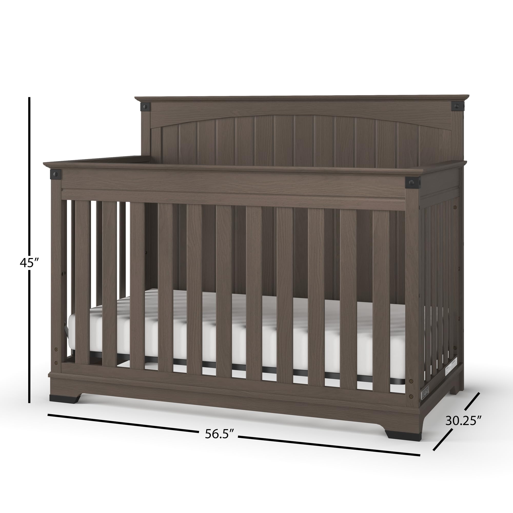 Child Craft Redmond Full Panel 4-in-1 Convertible Crib, Baby Crib Converts to Day Bed, Toddler Bed and Full Size Bed, 3 Adjustable Mattress Positions, Non-Toxic, Baby Safe Finish (Dapper Gray)
