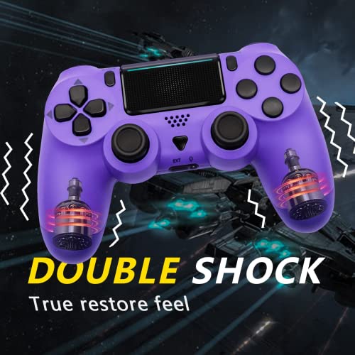 2 Pack Wireless Controller for Playstation 4, Qyszy88 Wireless Controller for Sony PS4/Pro/Slim/, with Double Shock/Stereo Headset Jack/Touch Pad/Six-axis Motion Control,Great Gamepad Gift (Blue+Purple)