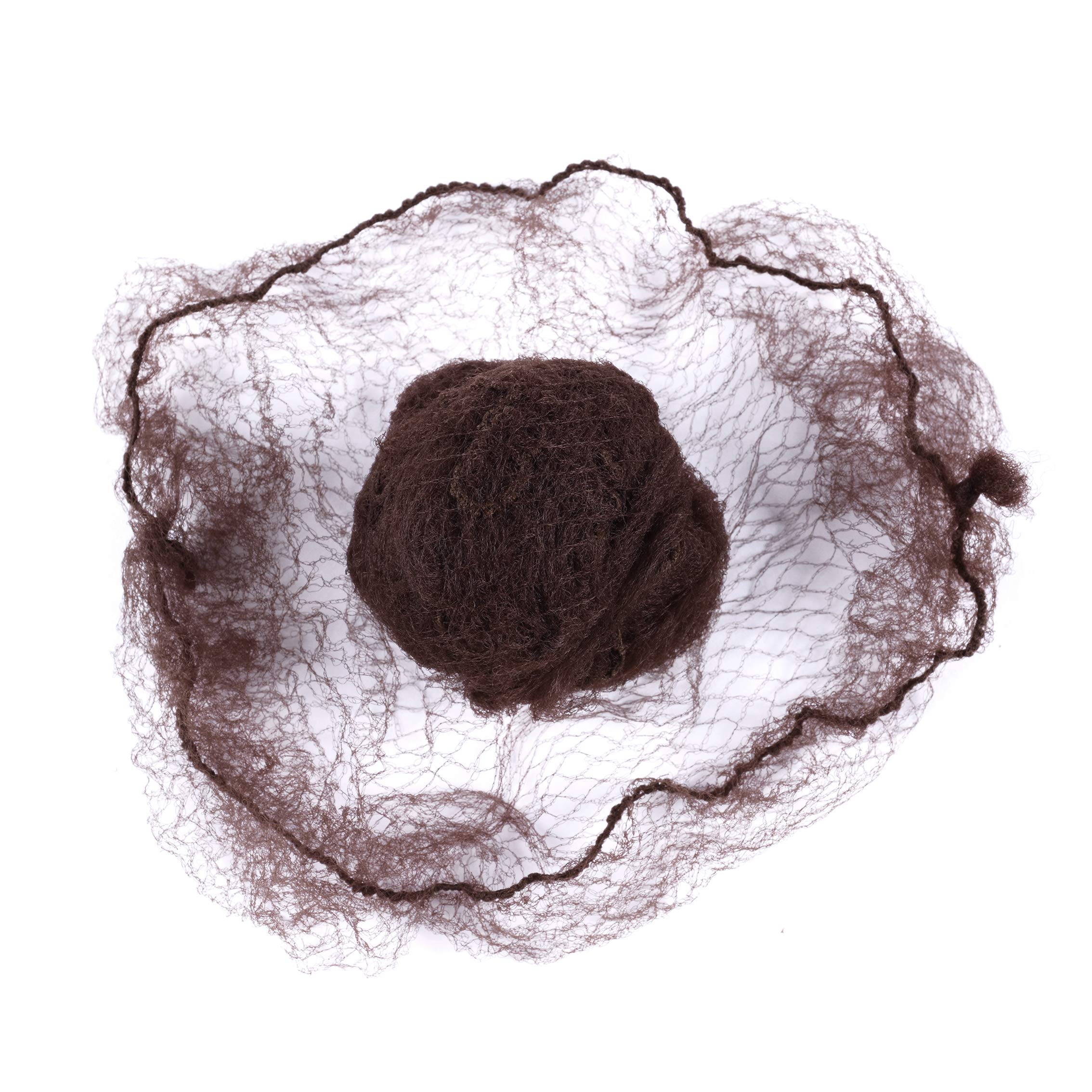 50 Pcs Hair Net 20 Inch Invisible Elastic Mesh Wig Hairnet for Bun Hair Making Food Service Workes (Bulk Packing,Dark Brown)