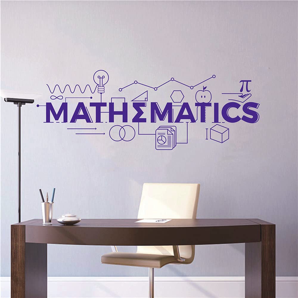 Children Room Mathematics Sign Wall Stickers Math Education Vinyl Decals School Classroom Decoration Motivational Poster Wall Murals HQ951 (Blue)