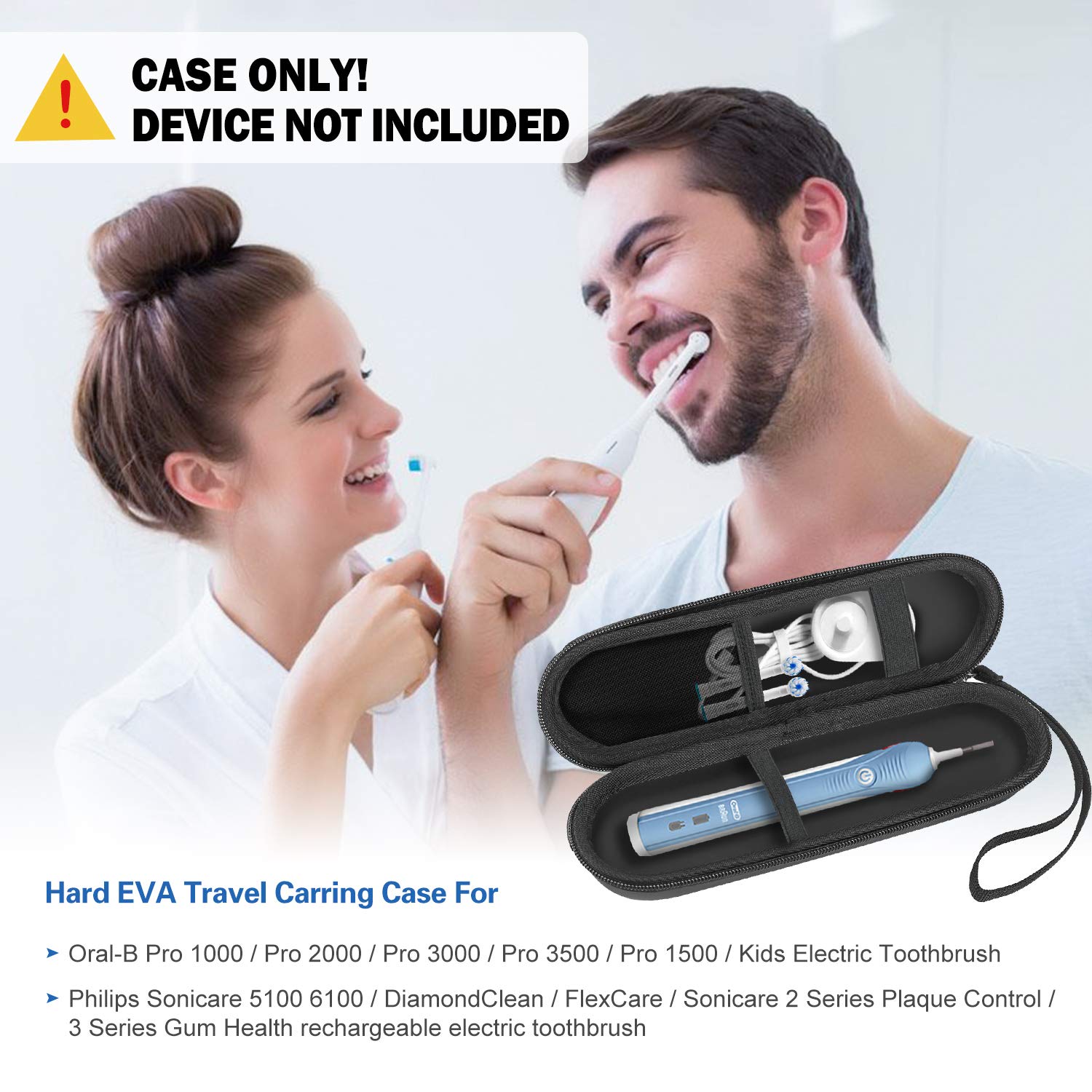 ProCase Travel Case for Oral-B/Oral-B Pro Smartseries/IO Serie Sonicare Protective Clean Electric Toothbrush, Hard EVA Case Cover Storage Bag Holder with Mesh Pocket for Accessories -Black
