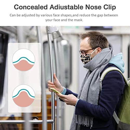 Disposable Face Mask - 50pcs Comfortable Protective Mouth Cover,Printed Cheetah Face Mask Adults, 3-Ply Breathable Safety Mask for Indoor Outdoor Home Office Travel (Leopard)