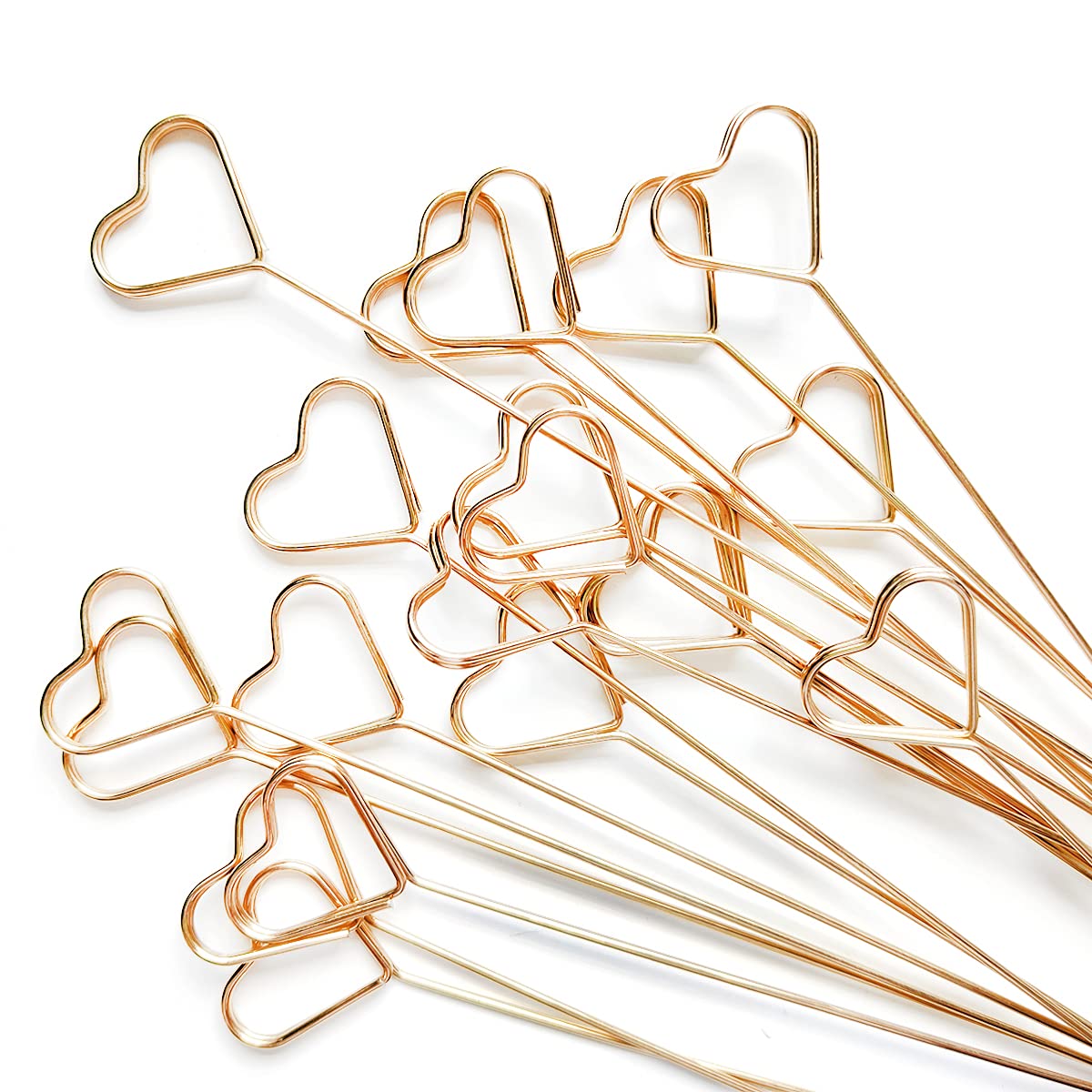 20 Pcs Metal Wire Floral Place Card Holder Pick 13 Inch Gold Photo Clip Memo for Wedding Birthday Baby Shower Party Favor, Love