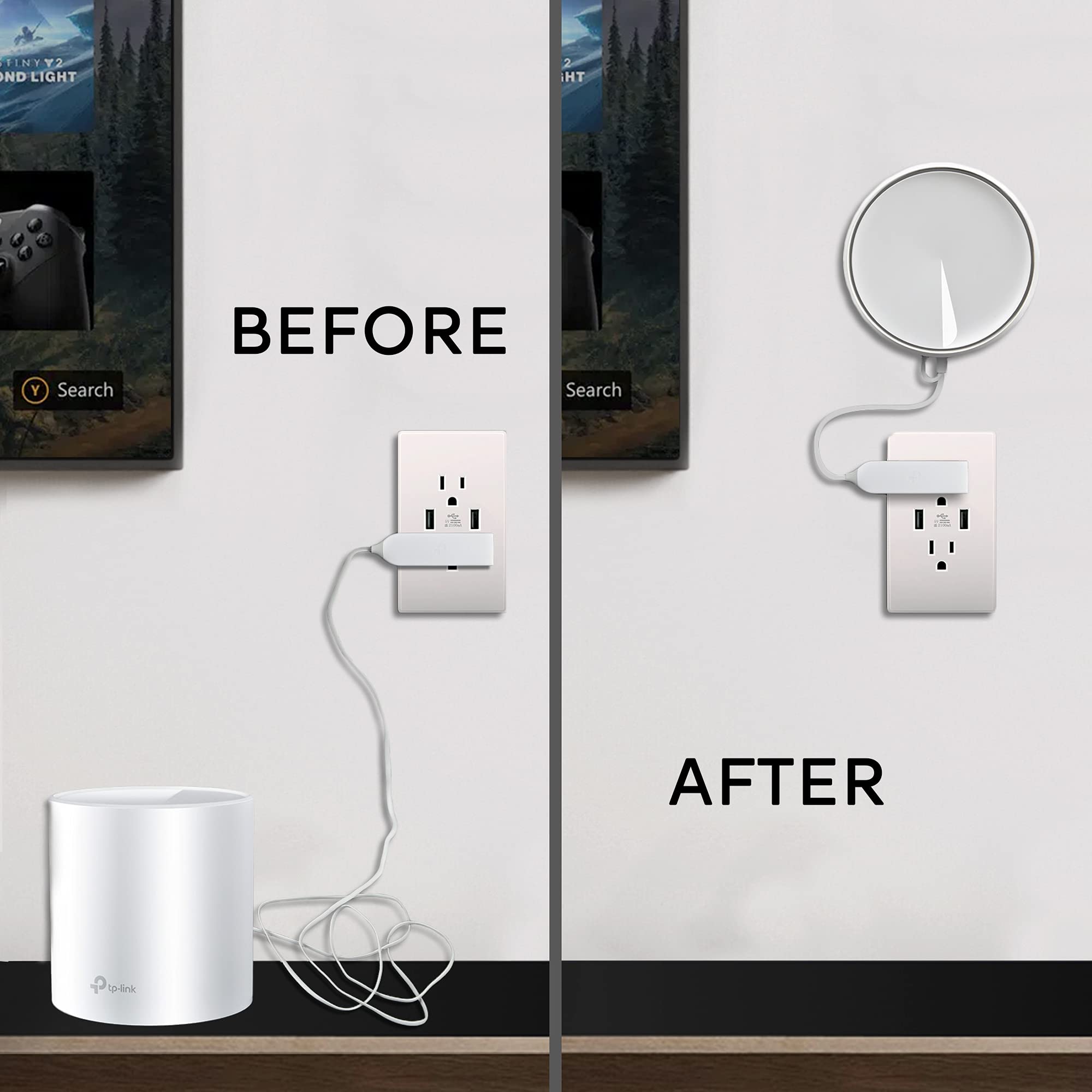 Bangcheer - Cable Organizer for Whole WiFi Booster, Home WiFi Mesh System for Tp Link Deco x20 and x60, Easy-to-Install Wall Mounted Holder for WiFi Booster, White, Pack of 3