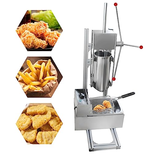 3L Commercial Stainless Steel Manual Churros Machine Hand Crank Vertical Spanish Donuts Churrera Maker Machine for Restaurants, Cafeterias, Bakeries USA
