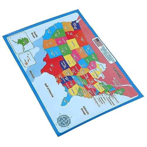 2 Sheets United States map poster US map supplies playroom decor supply accessories accessory supply Cartoon flip chart synthetic paper Operitacx