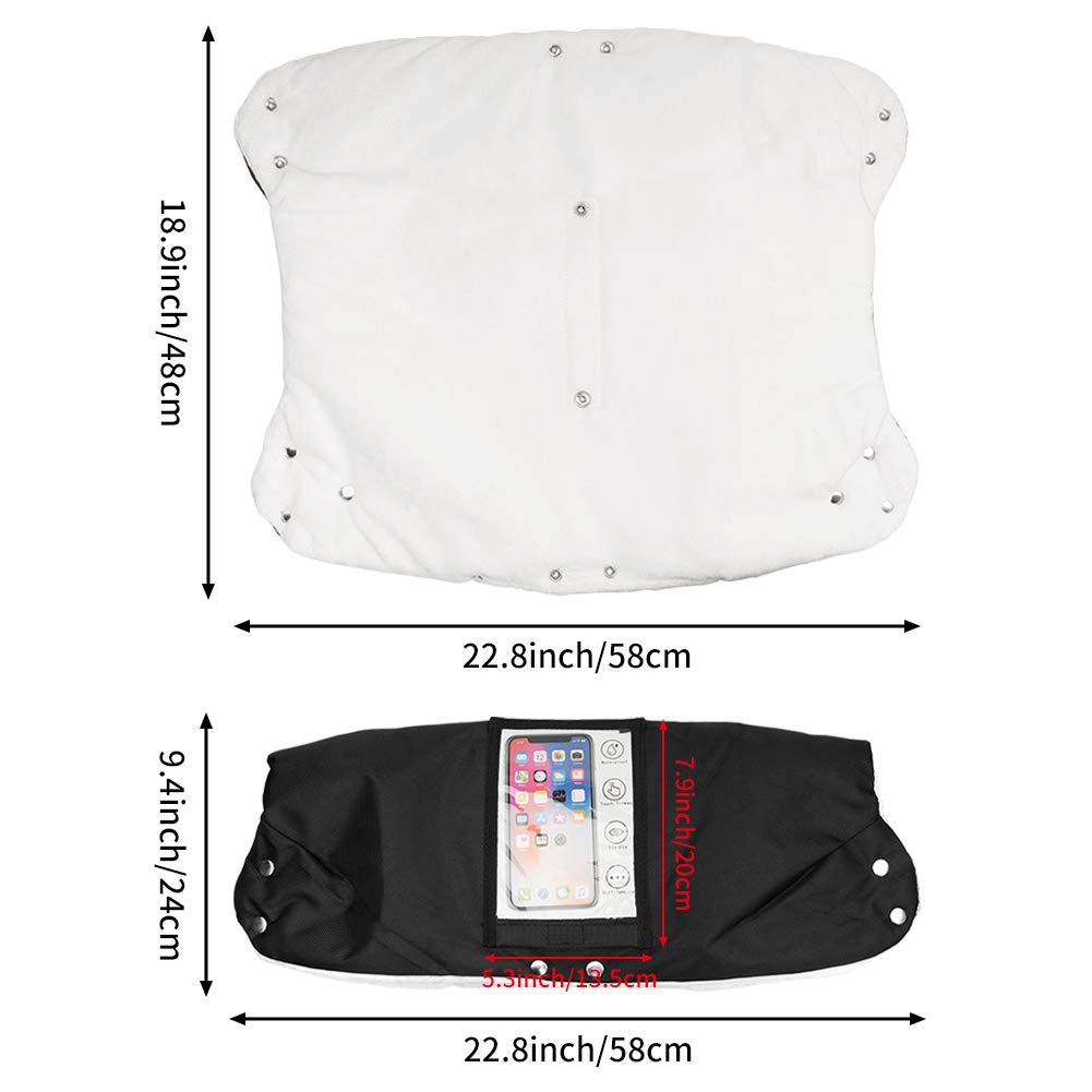 COCODE Pram Hand Muff,Baby Pushchair Fleece Hand Gloves Stroller Hand Muff Hand Warmer Windproof Thickening Anti-Freeze Gloves Universal Pram Accessory with Touch Screen Phone Bag