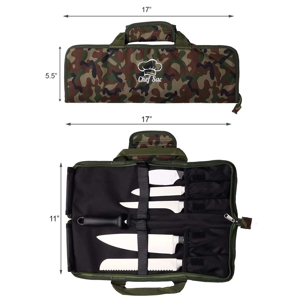 Chef Sac Chef Knife Roll Bag Case with 8-Pack Knife Guards Included