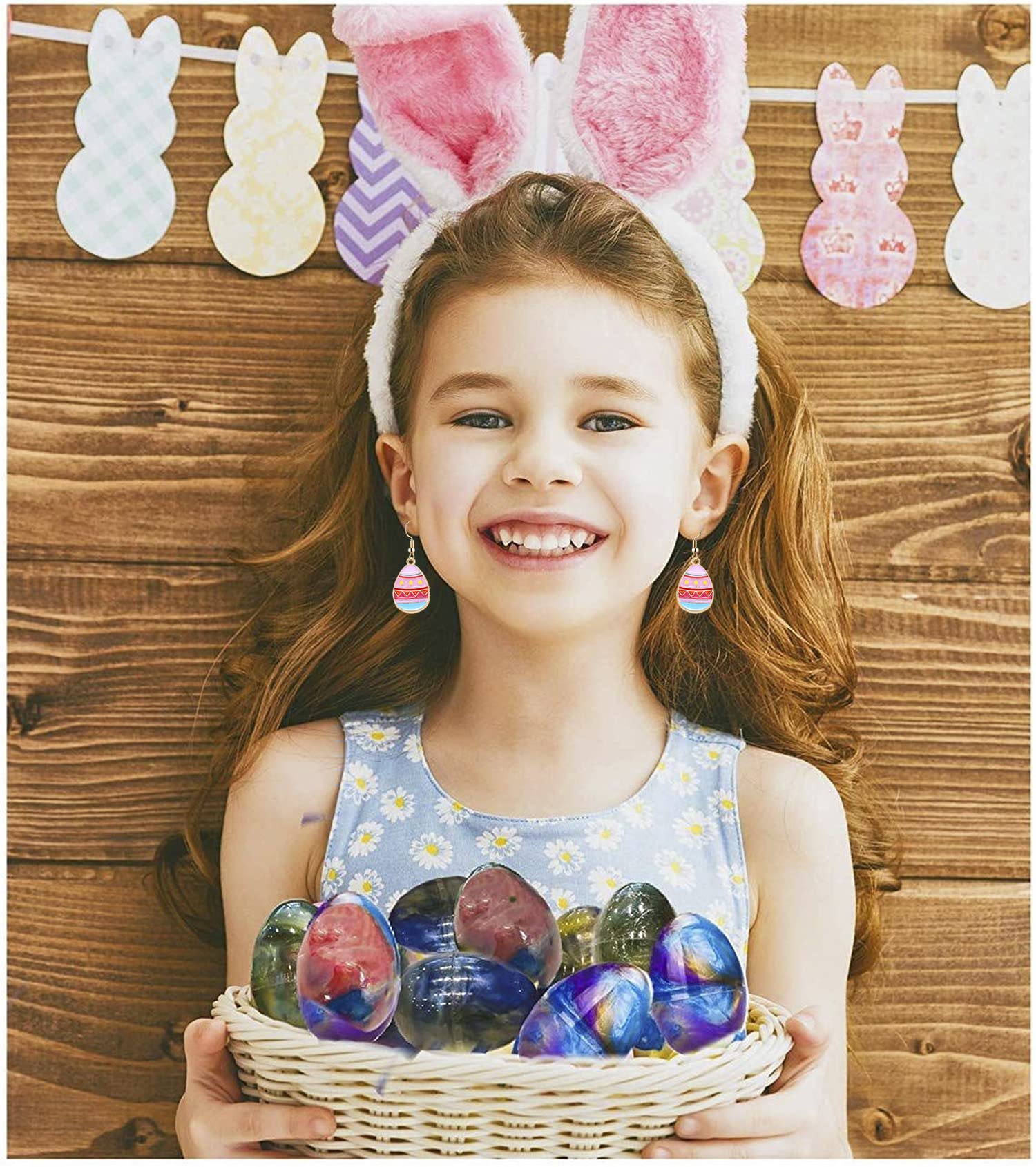 12 Pairs Easter Earrings Hypoallergenic Bunny Colorful Egg Chick Carrot Dangle Earrings Enamel Cute Rabbit Flower Butterfly Drop Earrings for Women Mom Spring Easter Jewelry Gift