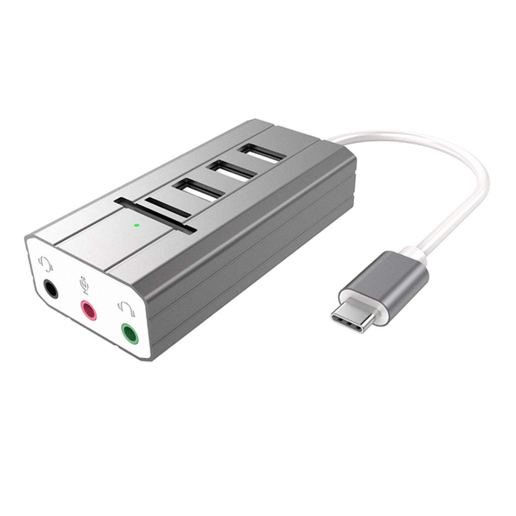 SHYPT Multi-Port Lightweight Docking Station Practical Converter Compact Exterior Sound Card Reader Portable USB Hub