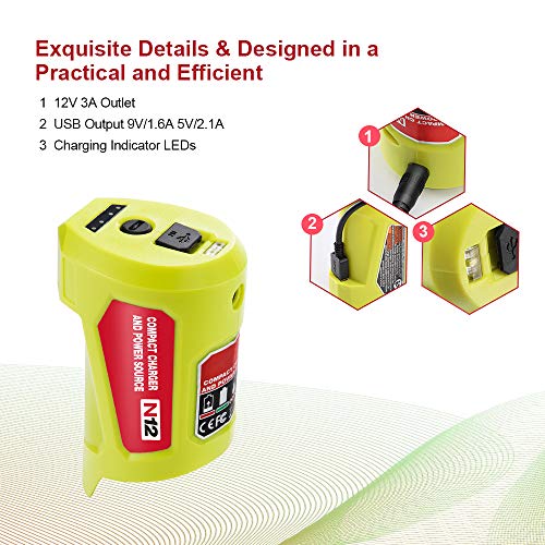 12V USB Power Source Power Adapter 48-59-1201 Charger for Milwaukee 12V M12 Lithium-ion Battery 48-11-2420 48-11-2411 48-11-2401 48-11-2402