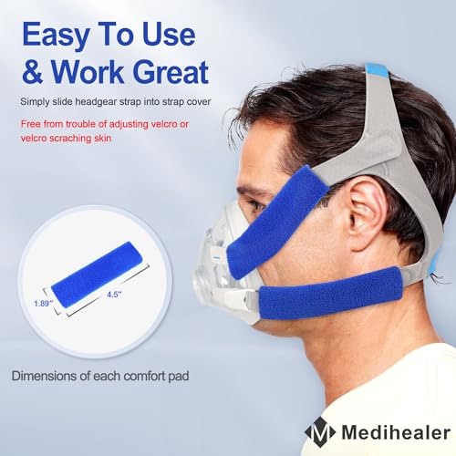 16 Pack Headgear Strap Covers, Universal and Reusable CPAP Strap Covers, Soft-Fleece Strap Pads for Reduce Red Marks, Great Value Kit Supplies by Medihealer