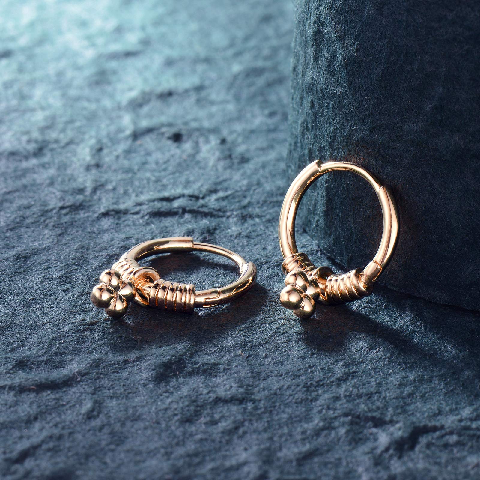 14K Gold Plated Charm Huggie Hoop Earrings for Women Cute Bead Drop Dangle Earring Tiny Simple Jewelry Gift
