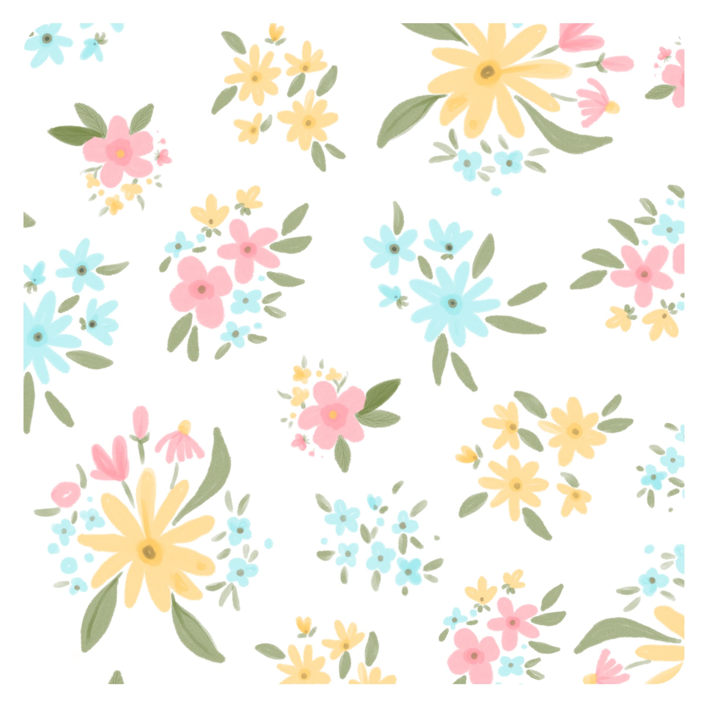 BapronBaby Pastel Floral Wet Dry Bag - Waterproof Two Zipper Pockets - Reusable for Mealtime, Diapers, Stroller, Snacks, Swimsuits - Machine Washable - 11" x 9"