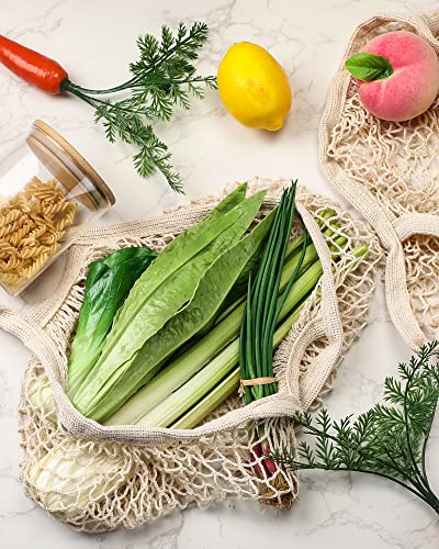 12 Pieces Reusable Mesh Grocery Bags Portable Cotton Mesh Produce Bags Washable Net Bag Mesh Reusable Tote Bag with Handle String Shopping Organizer Bag for Fruit Vegetable Shopping Storage Market