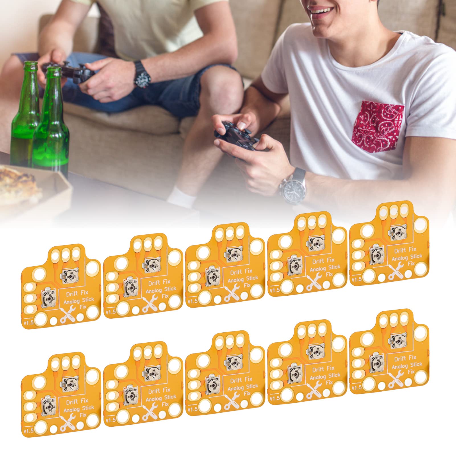 10Pcs Universal Gamepad Joystick Drift Repair Board 3D Thumb Stick Drift Fix Mod for PS4 for PS5 for Xbox for Xbox S X Controllers Gold