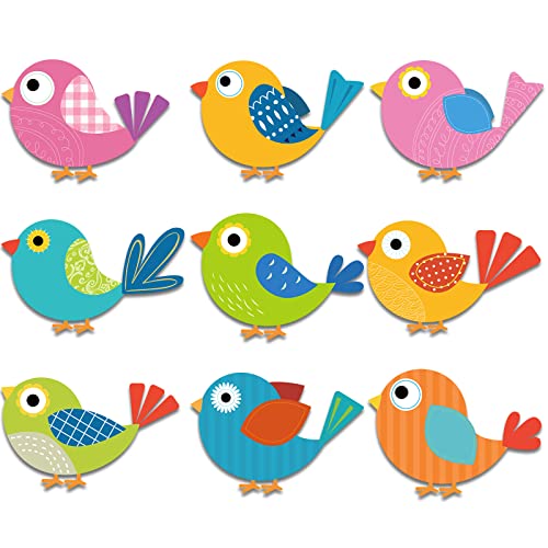 45 Pieces Boho Birds Cutouts Decoration, Colorful Bird Paper Cutouts Boho Spring Classroom Decor with Glue Point Dots for Bulletin Board School Springtime Birthday Party Supply