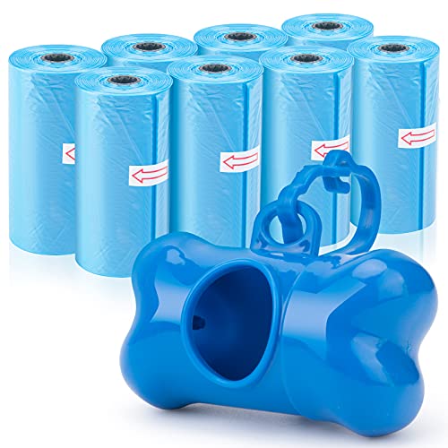 Depets Dog Poop Bag, Extra Thick Doggie Poop Bags with Poop Bag Holder and Leash Clip, Leak-Proof Dog Waste Bags, 11.8 × 8.7 IN Poop Bags for Dogs Cats, Blue, 160 Count