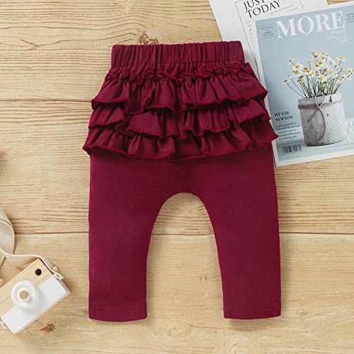 Dimoybabe Baby Girl Clothes Infant Outfits Set 3 Pieces Long Sleeve Sweatshirt Love Heart + Ruffle Pants + Headband 3-6 Months, Red