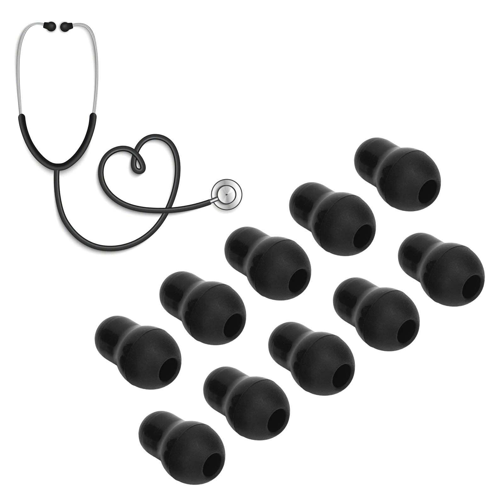 10pcs Universal Replacement Ear Tips for Stethoscope, Comfortable Soft Silicone Stethoscope Spare Parts Kit, 2.5mm Silicone Stethoscope Earplugs for 5mm Ear Hooks