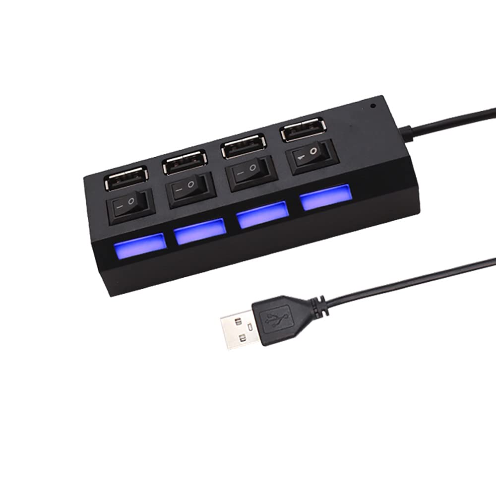 SHYPT USB 2.0 Hub Splitter Hub Use Power Adapter 4 Port Multiple Expander 2.0 USB Hub with Switch for PC