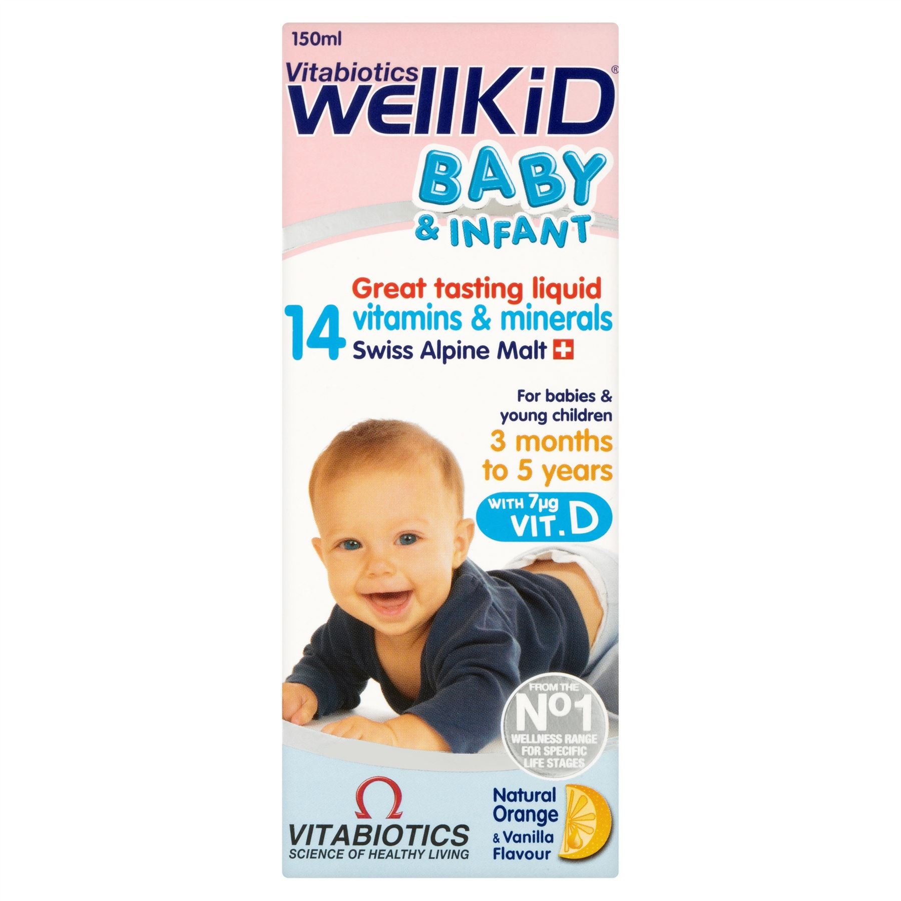 4 Units (Bulk Pack) Vitabiotics WellKid Baby & Infant Natural Orange & Vanilla Flavour 150ml