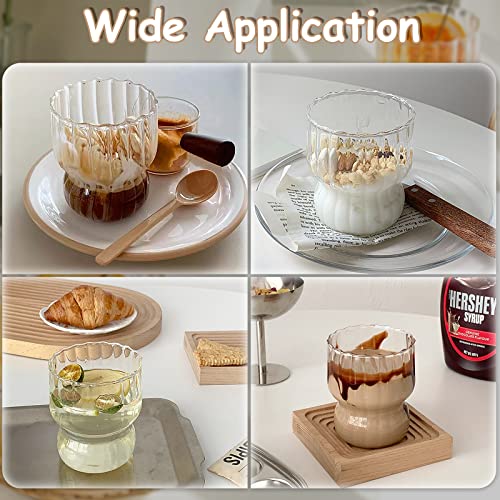 2 Pcs Ripple Drinking Glasses Set - 8.8 oz Modern Kitchen Vintage Wavy Drinking Glasses- Unique Origami Ribbed Glassware For Weddings, Cocktails, Glass Cup Coffee Mug (Ripple)