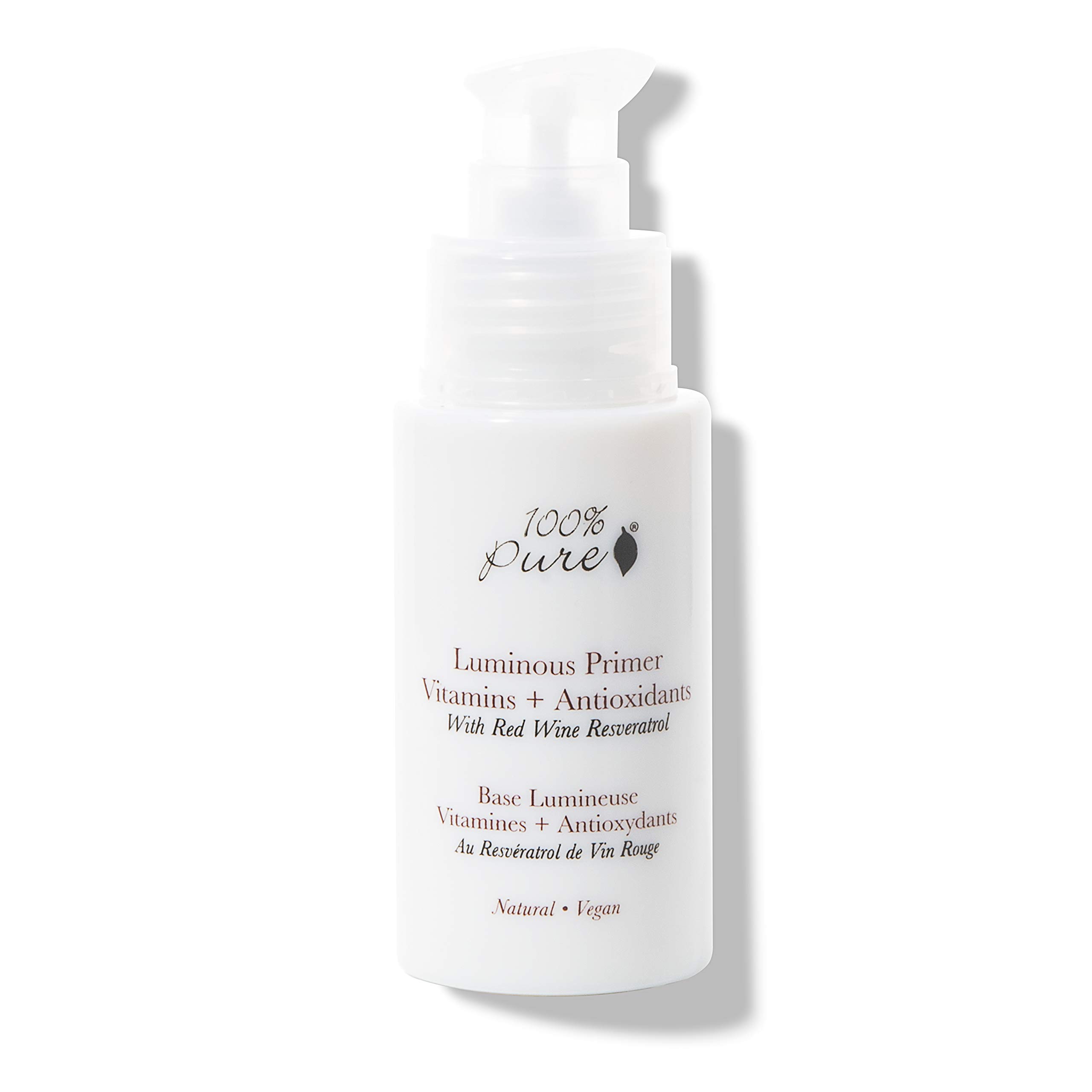 100% PURE Luminous Face Primer Illuminating Makeup Base & Moisturizer with Anti-Aging Antioxidants - Glowy Long-Lasting & Pore Diminishing Cosmetics Prep, Flawless Soothing Hydration - 1 oz