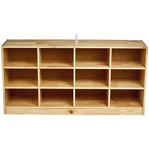 Amazon Basics Kids Vertical Storage Cubby, 12 Section Organizer, Wooden Finish