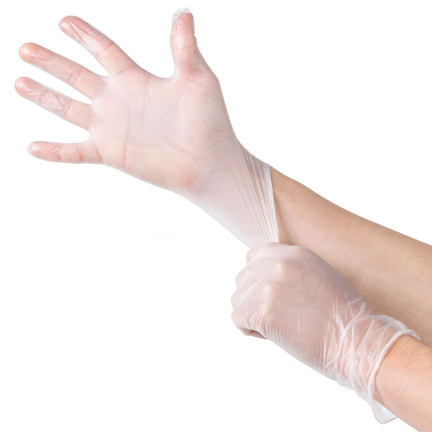 200 Disposable Viny Gloves, Non-Sterile, Poweder Free, Smooth Touch, Food Service Grade, X Large Size [2x100 Pack]