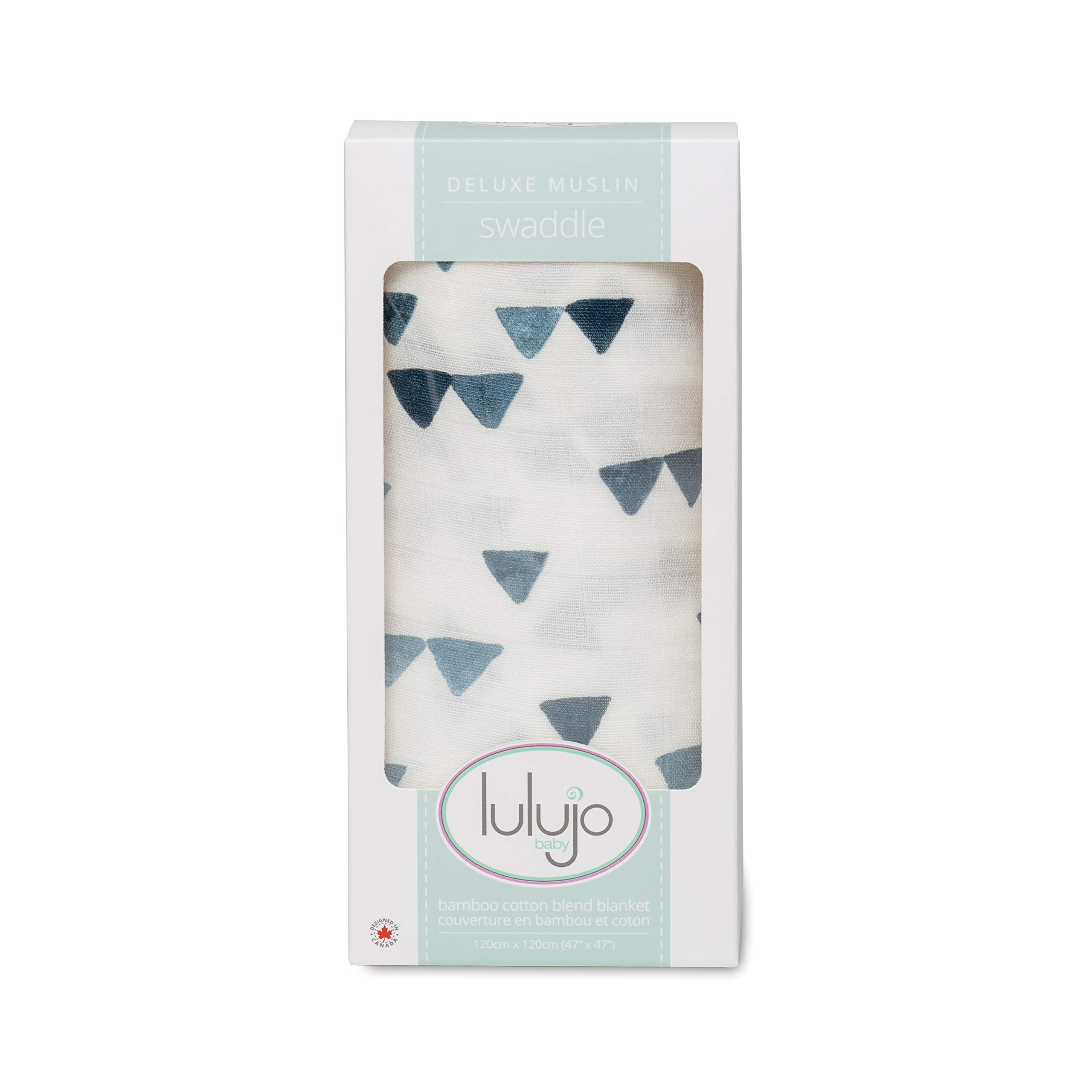 lulujo Baby Muslin Silky Soft Swaddling Blanket, Navy Triangles, 47 x 47-Inches