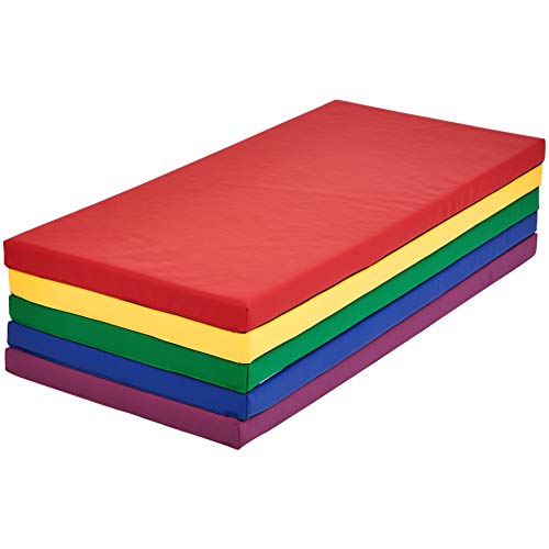 Amazon Basics Memory Foam Rest Nap Mats with Name-Tag Holder - Assorted Colors, 5-Pack