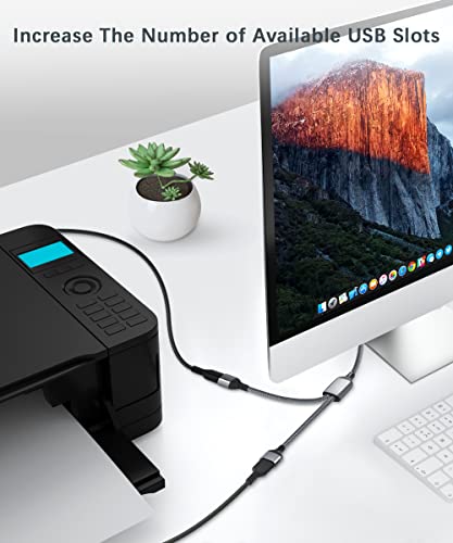 Basesailor USB Splitter 1 in 2 Out 1FT,USB A Male to Double Female Y Cable Extension Adapter,Dual USB Port Extender Hub,Data Charger Power Split for Car,Xbox One Series,PS4,PS5,Laptop,Keyboard,Mouse