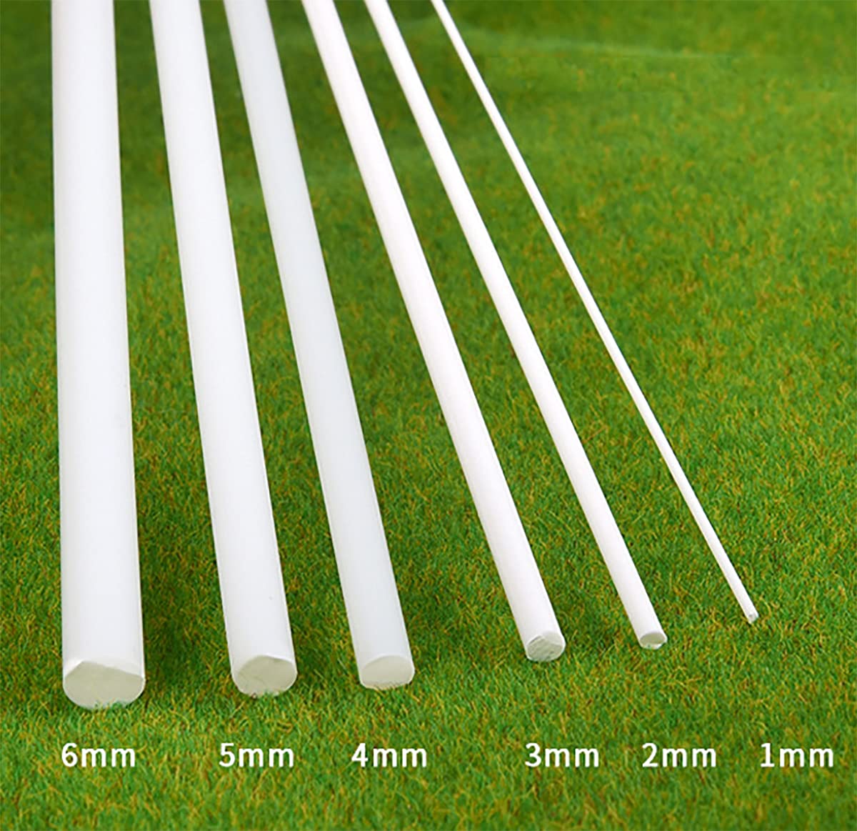 10Pcs White Plastic Rods Round Solid Bar DIY Model Material ABS Round Stick for DIY Sand Table Model, DIY Toys Doll House, DIY Scene Making, Building Making, Length 250mm, Diameter 1mm to 6mm Option