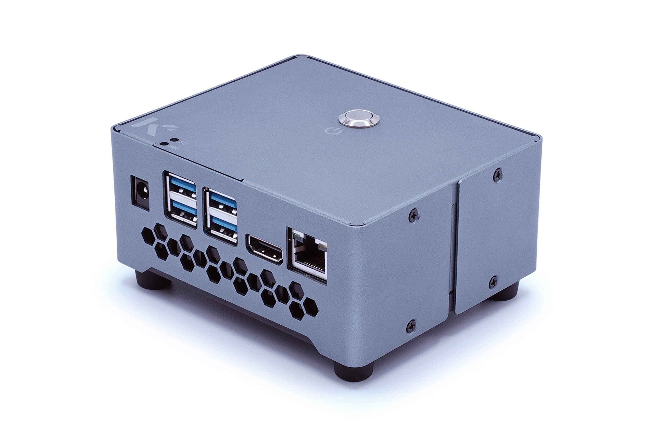 KKSB Odroid N2+ Case | Grey Aluminum Odroid N2+ Enclosure with 80mm Fan | 12mm Momentary Pushbutton Included