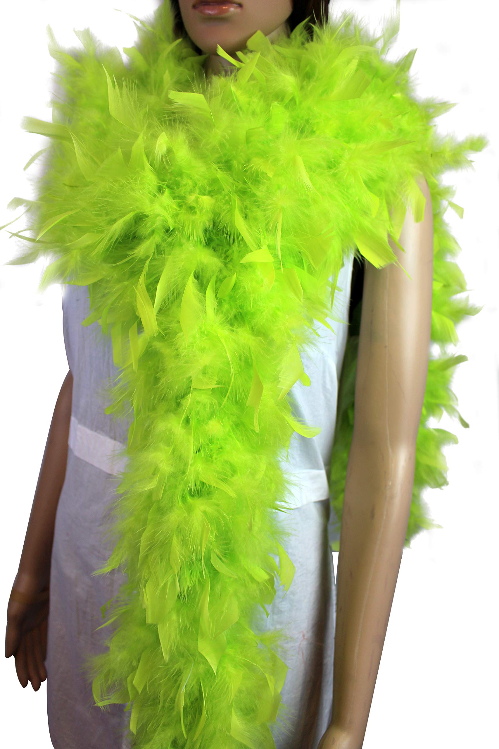 100 Gram 2 Yard Long Chandelle Feather Boa over 10 Colors, Great for Party, Wedding, Costume (Lime Green)