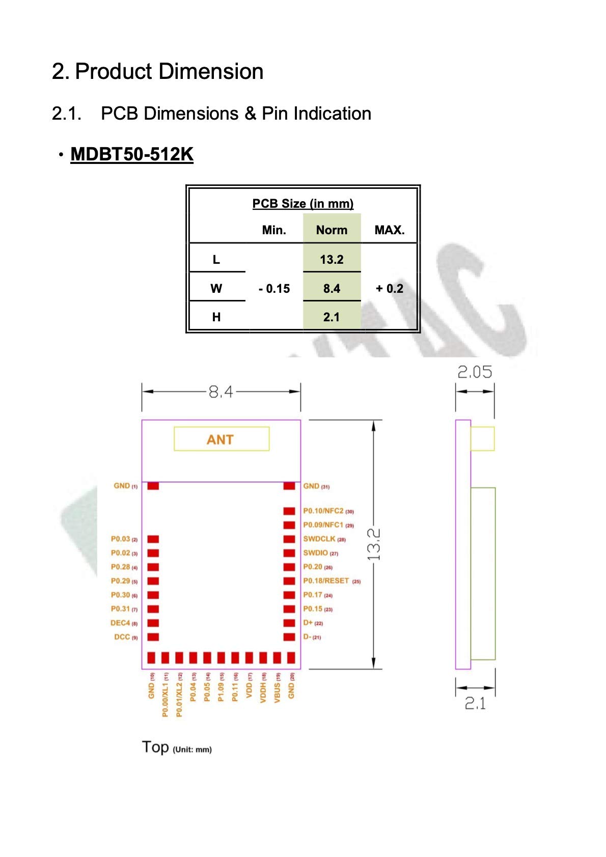 MDBT50-512K Nordic nRF52833 Module (18 GPIO) Chip Antenna Bluetooth Zigbee Thread Module BT5.2 FCC IC CE MIC Telec KC SRRC RCM NCC