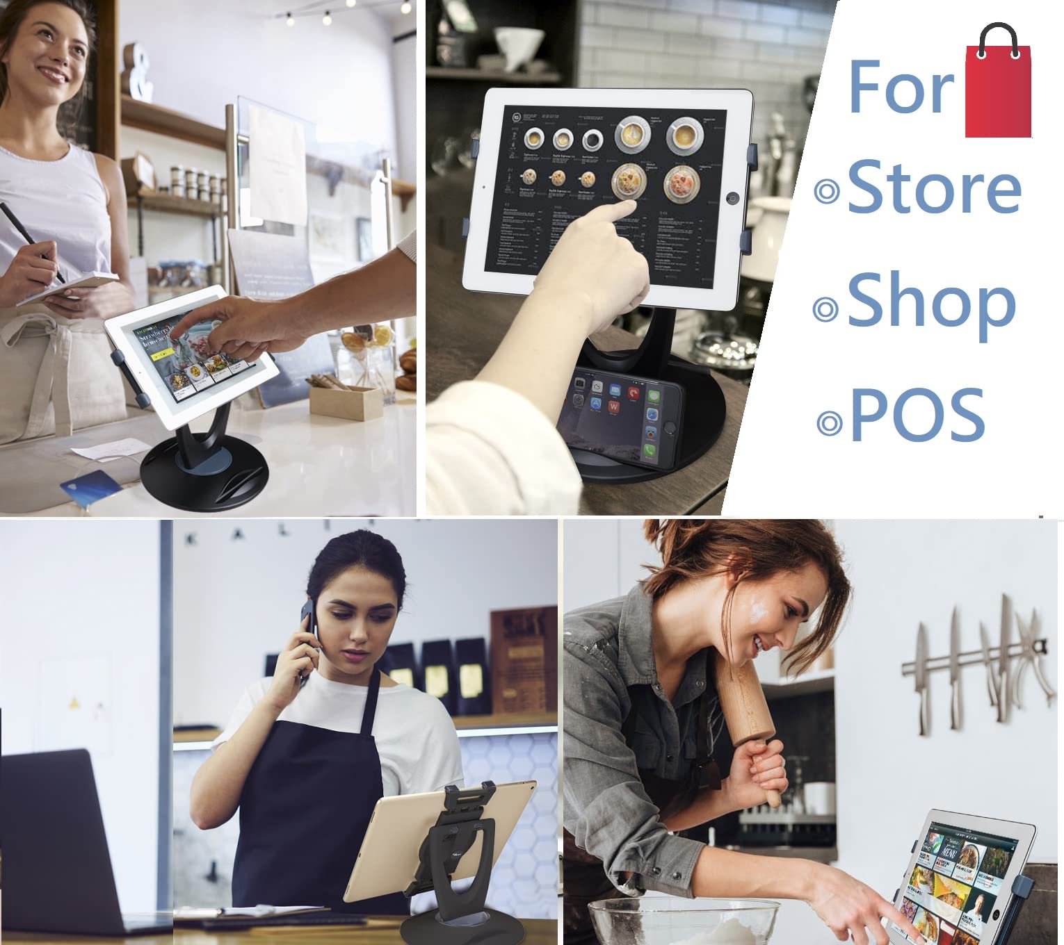 MAX SMART Large Tablet POS Stand, Rotating Commercial Tablet Stand, Swivel Base for Retail Kiosk Register Office Showcase Cashier and Business
