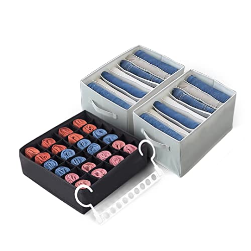2 Pack Drawer Organizers for Clothing , Clothes Organizer w/ Underwear Organizer , Clothes Organizer for Folded Clothes w/ Space Saving Hangers , Non-Woven Clothing Organizer, Drawer Organizer Clothes