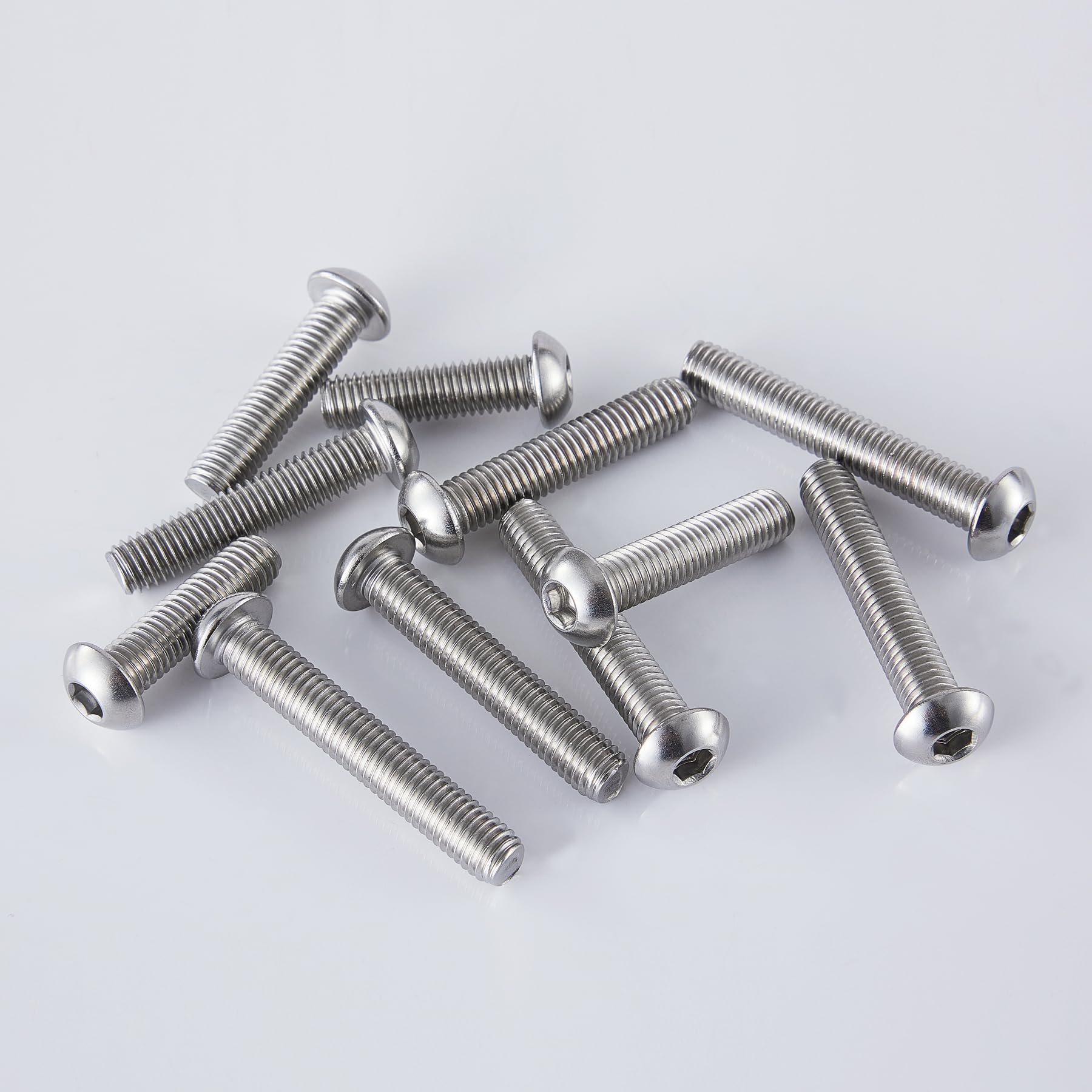 Cicidorai M5-0.8 x 25mm Button Head Socket Cap Bolts Screws, 304 Stainless Steel 18-8, Allen Socket Drive, Full Machine Threads, Quantity 50